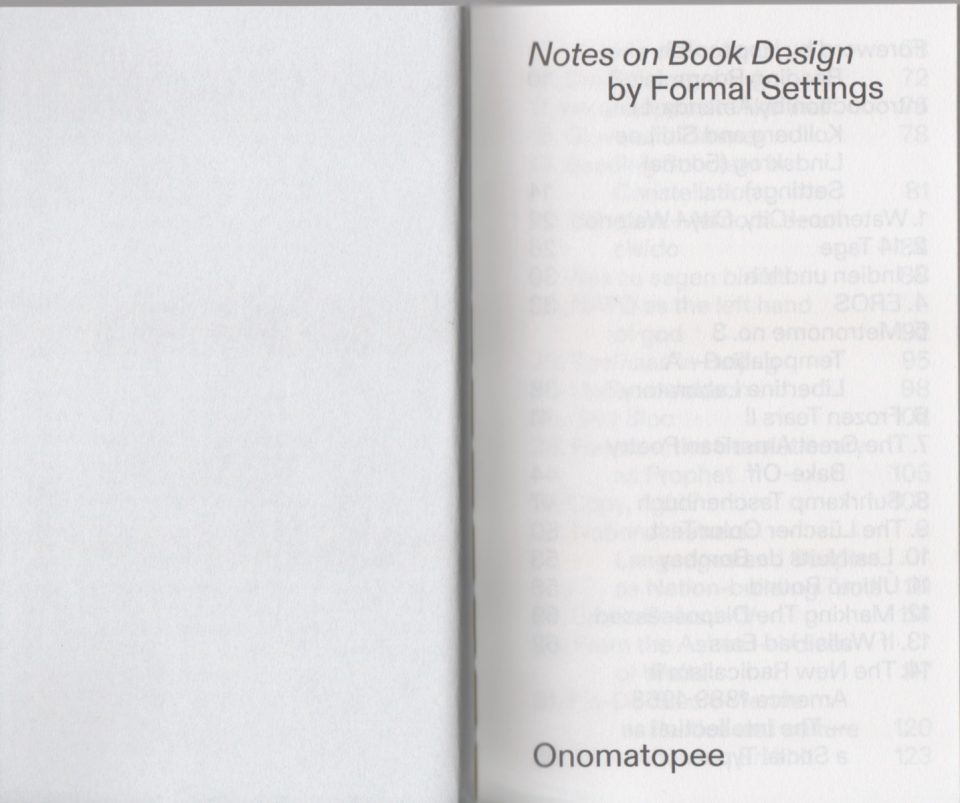 Notes on Book Design | Onomatopee